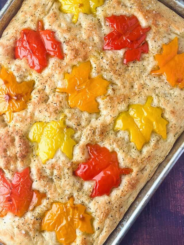 Fall Focaccia with Bell Pepper "Maple Leaves"
