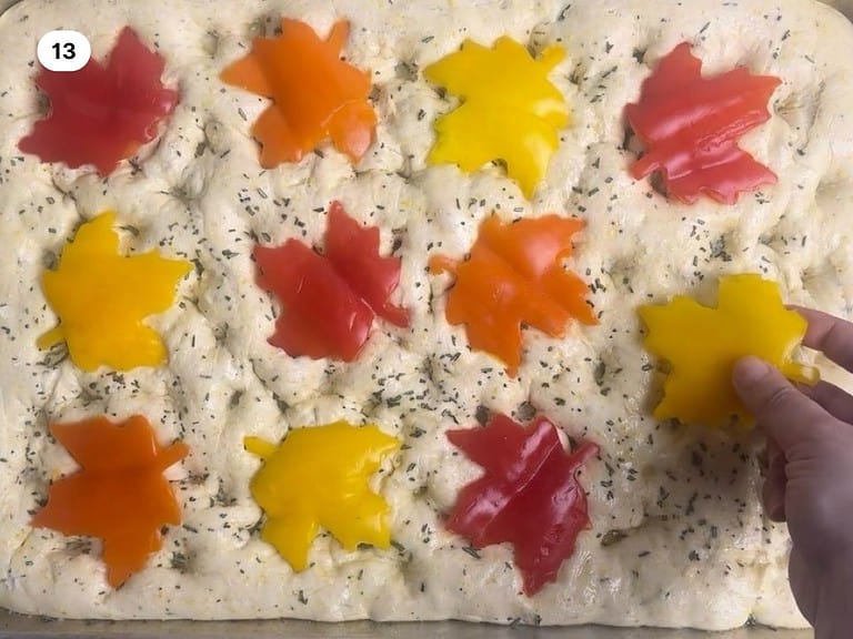 Fall Focaccia with Bell Pepper "Maple Leaves"