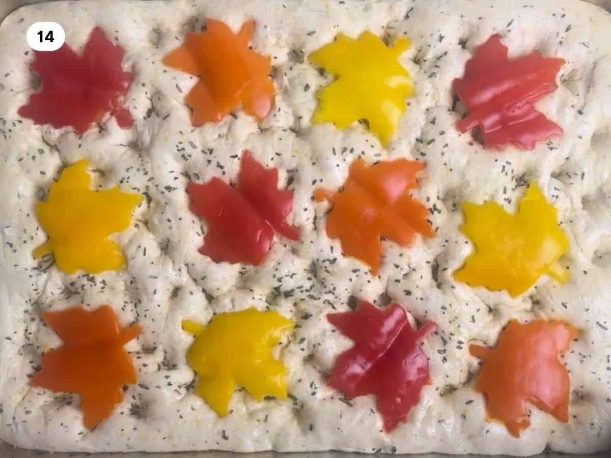 Fall Focaccia with Bell Pepper "Maple Leaves"