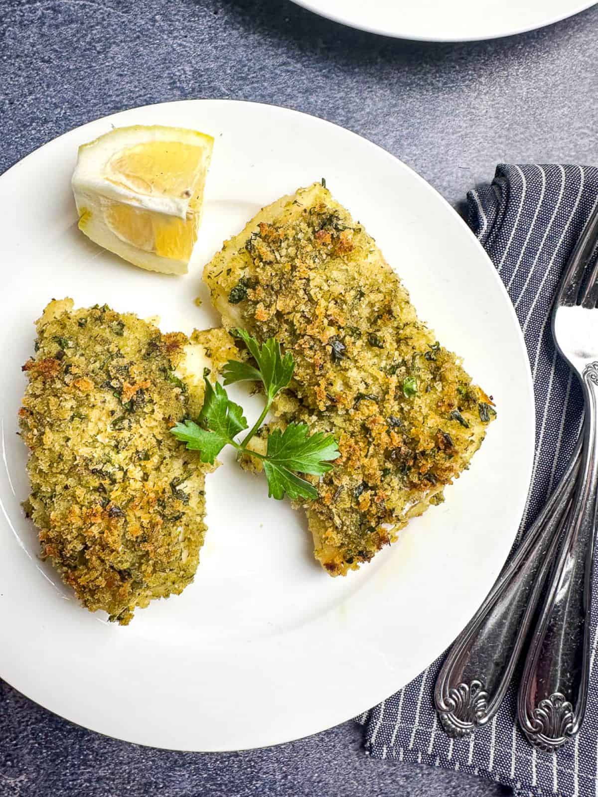 Herb-Crusted Cod with Lemon and Panko