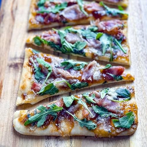 Prosciutto, Fig Jam, and Blue Cheese Flatbread